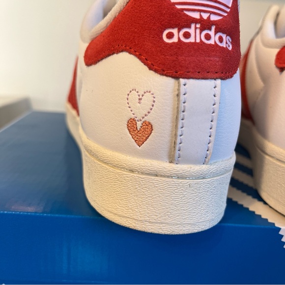adidas | Shoes | Adidas Womens Superstar Red Heart Shoes | Poshmark